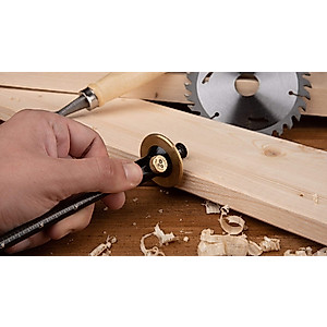 TUMEYET Wheel Marking Gauge - Woodworking Scriber Kit With 2 Replacement Cutters Wood Tools Graduated Inch & MM Scale Solid Metal Bar Scribe Tool For Carpenter