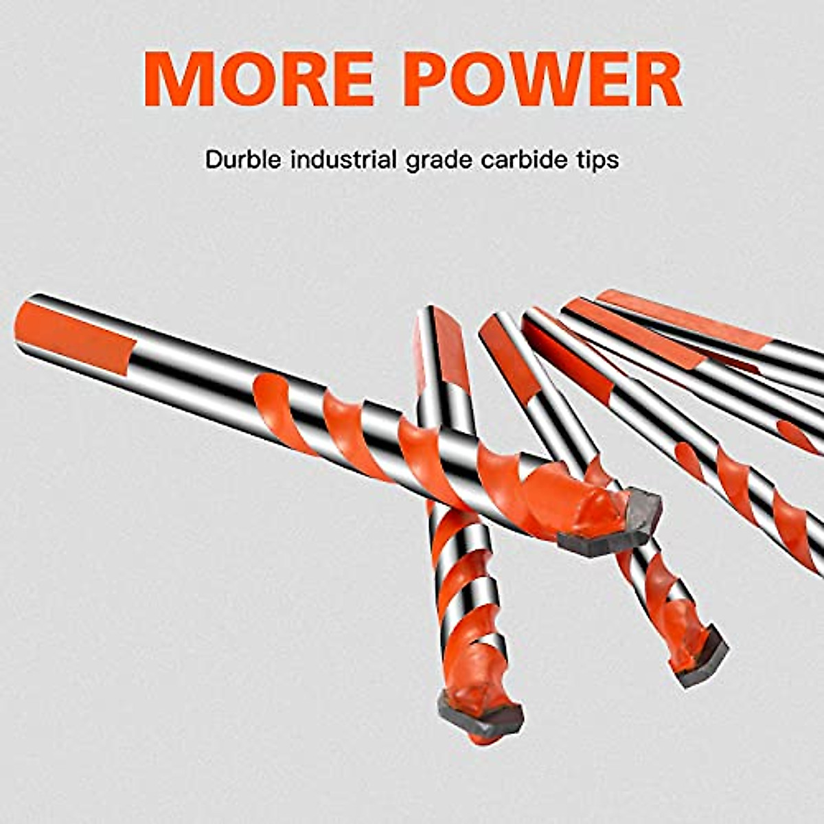 Masonry Drill Bits Set for Tile, Brick, Cement, Concrete, Glass, Plastic, Cinder Block, Wood etc,Chrome Plated with Industrial Strength Carbide Tips with Storage Case Orange(10 Pack)