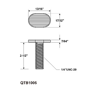 POWERTEC 1/4"-20 T Track Bolts 20 Pack for T Track, 2-1/2 Inch Long T Slot Bolts for Universal T Track, T Track Accessories for Woodworking Jigs and Fixtures (QTB1005)