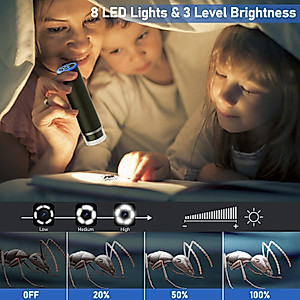 Wireless Digital Microscope,50X-1000X Magnification WiFi USB Portable Handheld Coin Microscope Camera with 8 Adjustable LED Lights,1080P HD Lab Microscope Kit for Kids with iPhone Android (Black)