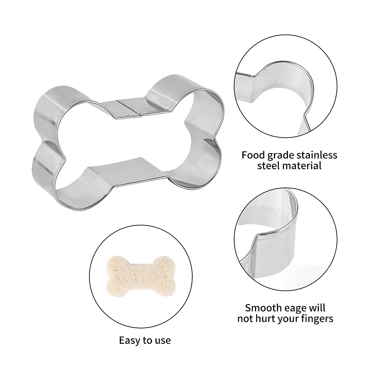 Dog Bone Cookie Cutter ANCKNE Bone Shape Cookie Cutter set Stainless Steel Homemade Dog Biscuit Treats Cutter 4 Pieces