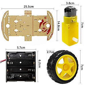 The perseids DIY Robot Smart Car Chassis Kit Educational Toy with Speed Encoder, 4 Wheels and Battery Box for Arduino/Microbit/Raspberry Pi (4 Wheels)