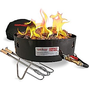 Camp Chef Compact Fire Ring Portable Propane Gas Fire Pit with Carry Kit, 15-Inch Diameter, 55,000 BTU