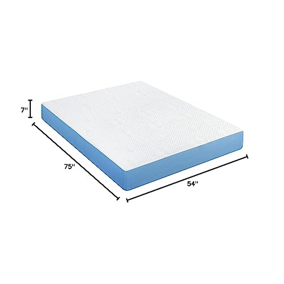 Olee Sleep 7 Inch Ventilated Gel Infused Memory Foam Mattress, CertiPUR-US® Certified, Blue, Full