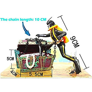 Bestgle Action Aquarium Ornament, Undersea Treasure Chest Diver, Live-Action Aerating Fish Tank Decorations