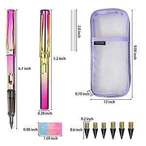 Mechanical Pencils Inkless Pencils Eternal Set - 6 Everlasting Pencil,6 Replaceable Nibs,3 Erasers,1 Pencil Case,Pencil Never Sharpen,Infinity Pencils,Forever Pencil for Kids Student Writing Drawing