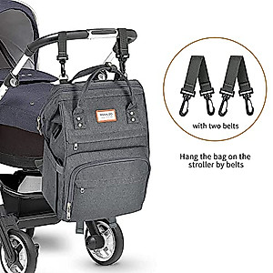 Mokaloo Diaper Bag Backpack, Large Baby Bag for Boys & Girls,Travel Backpack with USB Charging Port for Moms Dads, Anti-Water Maternity Nappy Changing Bags with Stroller Straps, Baby Registry Search