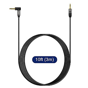 J&D 1/8 Stereo Cable, 3.5mm Extension Double Male Stereo Audio Aux Jack to Jack Cable 90 Degree Right Angle for Phone Tablet MP3 Player and All Other Devices, 10 Feet