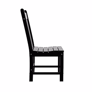 Costaelm Armless Outdoor Dining Chair, Adirondack Chair for Outside, HDPE Poly Lumber Outdoor Furniture Dinning Room Chair, Waterproof Indoor/Outdoor Restaurant Bistro Dining Chair, Black