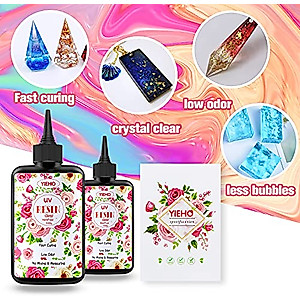 YIEHO UV Resin-200g Upgraded Crystal Clear Hard UV Curing Epoxy Resin Starter Supplies for Craft Jewelry Making