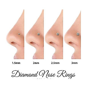 Cisyozi 18G Nose Rings Stud for Women Stainless Surgical Steel Nose Ring 18Gauge L Shaped Bend Curved Nose Nostril Rings Stud Nose Piercing Jewelry Men Diamond silver Black Rose Gold Coloful Rainbow