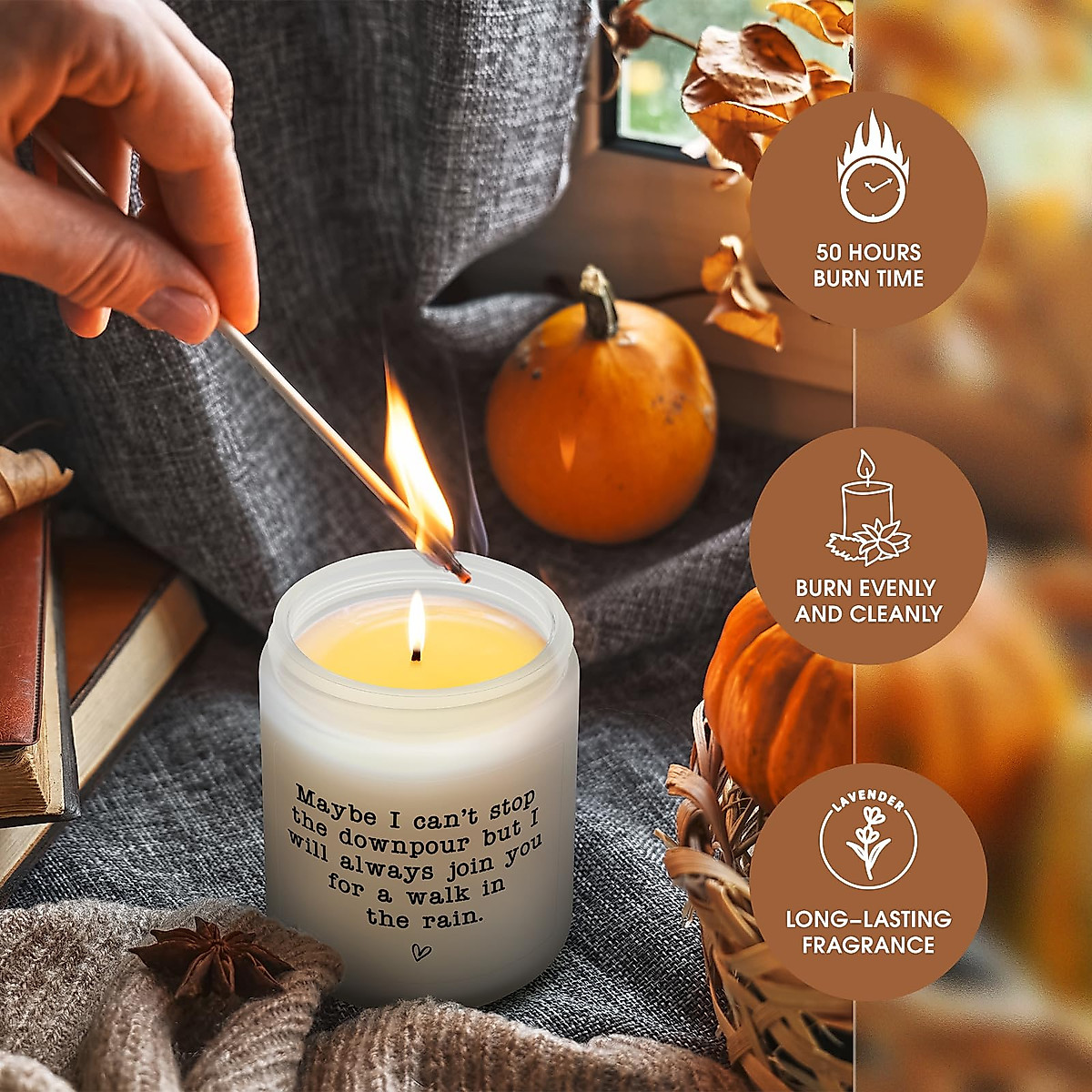 Thinking of You Gifts for Women Men, Get Well Soon Gifts for Women, Sympathy Feel Better Thoughtful Gifts for Best Friend, Cheer Up Gifts for Sister Bestie, Lavender Scented Candle