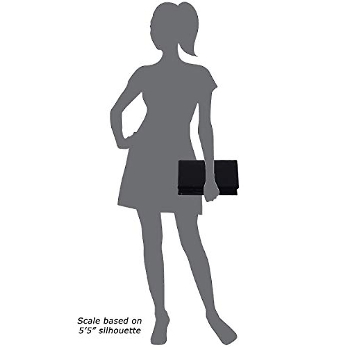 JNB Basic Patent Foldover Clutch, Black