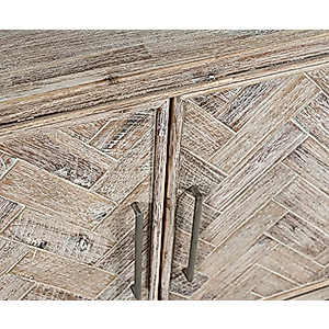 Jofran Gramercy Mid-Century Modern Chevron Two Door Accent Chest Cabinet, 40", Grey Wash