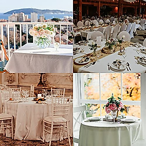 AlGaiety 2 Pack Waterproof Round Tablecloth, 120'' Inch Polyester Tablecloths, Wrinkle Resistant Polyester Table Cover for Dining Table, Outdoor, Party and Banquets (Black)