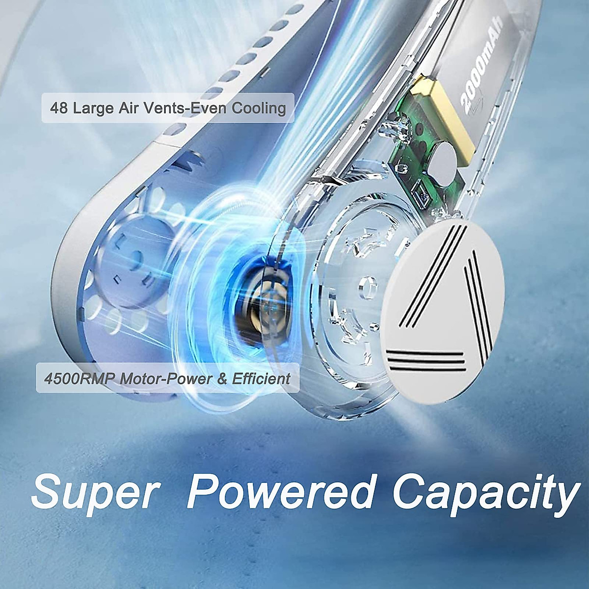 Portable Neck Fan, Upgraded Personal Wearable Air Conditioner Bladeless Fan, Hands Free Semiconductor Chip Cooling Fan,Headphone Design with 4000mAh Battery 3 Speed Mode LED Display for Home/ Office/ Travel