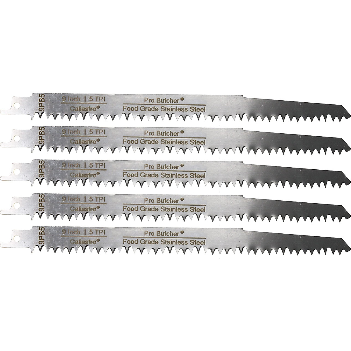 Caliastro 9-Inch Stainless Steel Frozen Meat Bone Cutting Saw Blades for Reciprocating and Sawzall Saws 5-Pack