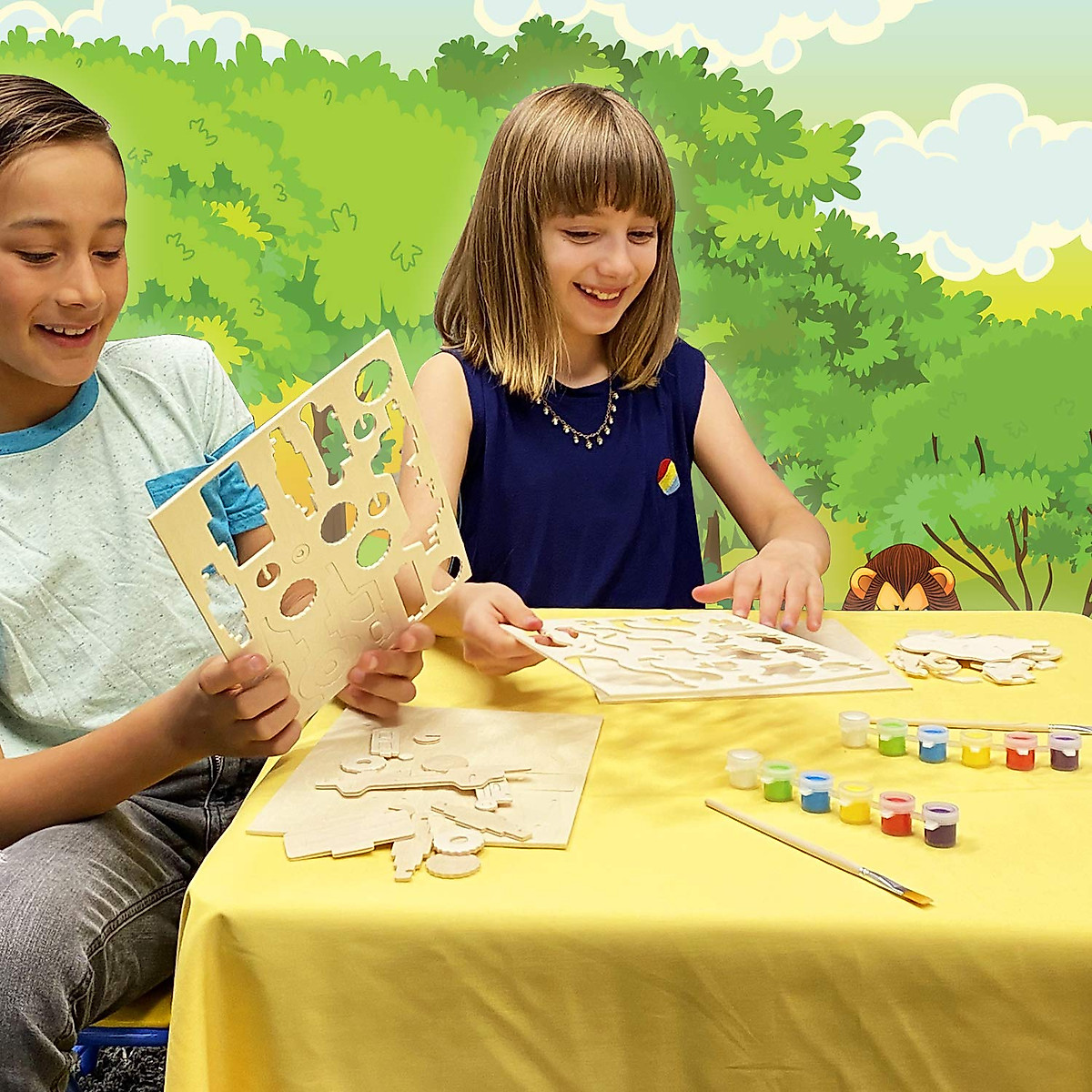 Allessimo 3D Paint Creat Puzzle (Carousel - 43pcs) Model Paint Kit with Brush Toys for Kids Puzzle Build 3D Puzzles Educational Crafts Building DIY