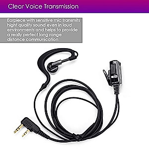 Remtise Single Wire Earhook Earpiece with Mic for Baofeng UV-5R Walkie Talkies, Headset and PTT Compatible 2 Way Radios Brands Baofeng and Kenwood, Puxing, Wouxun (Black)