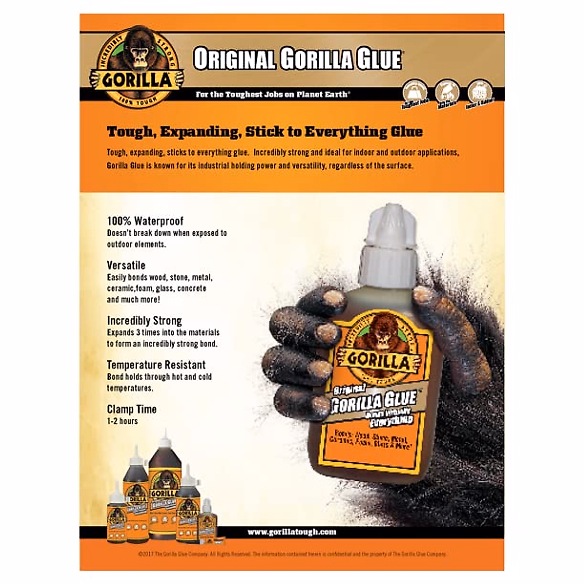16 Pack Gorilla Glue 50002 Multi-Purpose Waterproof Gorilla Glue Adhesive 2-oz Bottles by Gorilla Glue