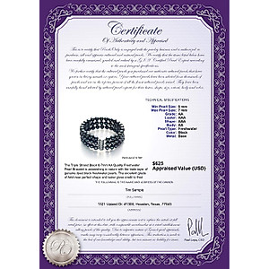 Medina Black 6-7mm Tripple Strand AA Quality Freshwater Cultured Pearl Bracelet for Women-7.5 in length