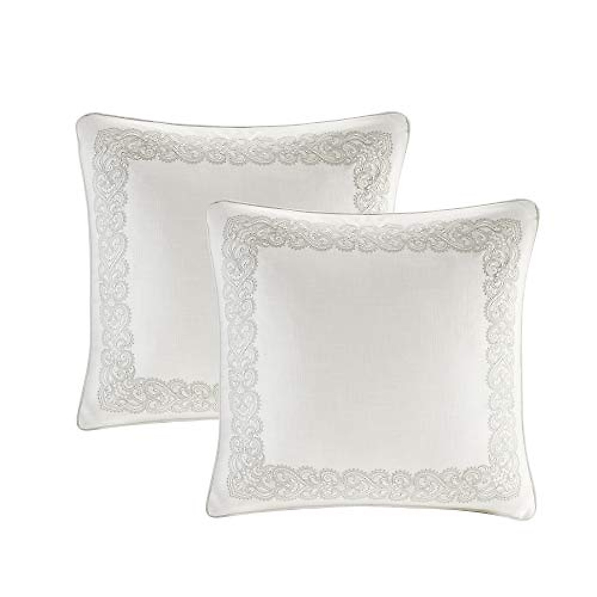 Madison Park Signature Cozy Comforter Set - All Season Bedding Combo Filled Insert and Removable Duvet Cover, Shams, Decorative Pillows, Damask Natural King(110"x96") 10 Piece