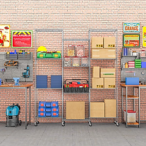 Homdox 6 Tier Wire Shelving Unit on Wheels, Storage Shelves for Garage Kitchen Living Room, Heavy Duty Shelving Rack, 21.26 x 11.42 x 72.05 inch (L x W x H)