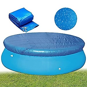 Round Pool Cover, Solar Covers for Above Ground Pools, Dust Pool Cover Protector with Drawstring Design for Round Inflatable Swimming Pools, Hot Tub Dustproof Cover (10FT)