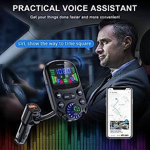 Bluetooth 5.3 FM Transmitter for Car- SOARUN Bluetooth Car Adapter PD30W & USB Port Fast Charge - HiFi Treble & Bass Player - 1.6" Display Hands-Free Calling - Car Radio with AUX Input/Output, TF Card