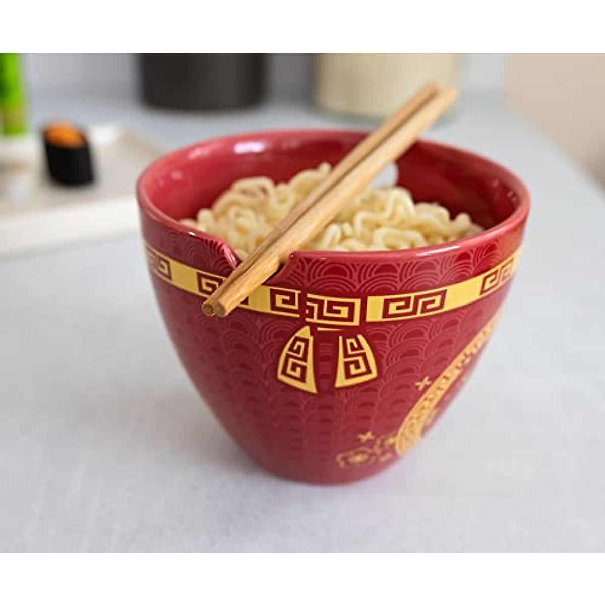 Boom Trendz Year Of The Dog Chinese Zodiac Ceramic Dinnerware Set Includes 16 Ounce Ramen Noodle Bowl and Red One Size