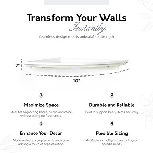InPlace Shelving 0199020 W x 10 in D x 1.88 in H, White Corner Shelf Kit