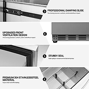 ICEJUNGLE Under Counter Refrigerator for Home Use, Indoor and Outdoor Double Drawer Fridge in Stainless Steel, 24' Built-in/Freestanding Beverage Commercial 24'Double drawers Grey