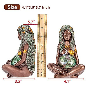JIMBON Gaia Mother Earth Statue,6inch H Nature Moon Goddess Statue,Spiritual Items Figurines Statuette Gifts for Earth Day,Mother's Day,Thanksgiving Day Gift,Modern Home Room Decor Garden Decoration