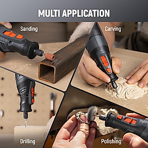 DEPSTECH Cordless Rotary Tool Kit, 8V 2.5Ah Larger Battery, 5-Speed 30000RPM Max, LED Work Light, Power Multi Tool 47Pcs Enduring Accessories Set for Carving, Polishing, Sanding, Drilling, DIY Crafts