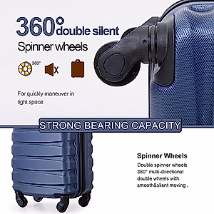 Travelhouse Luggage Sets, Expandable Hardside Suitcases 24in/28in, Carry on 20in,3 Piece Set Travel Luggages Clearance with Double Spinner Wheels TSA Lock Lightweight (Blue)