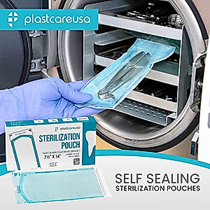 200 7.5 X 13 Self Sterilization Pouches for Dental Offices, Autoclave Sterilizer Bags Pouch for Dentist Tools, for Cleaning Tools, 200 Pouches Per Box, 1 Box of Paper Blue Film