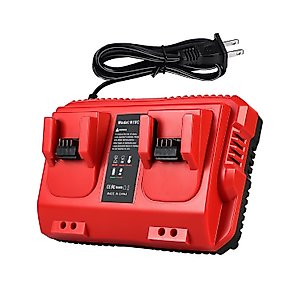 18V Rapid Charger Replacement for Milwaukee M18 Battery Charger Station 2Ports 48-59-1802 48-59-1812 Compatible with M-18 48-11-1850 48-11-1840 48-11-30 48-11-20