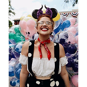 WOVOWOVO Mouse Ears Bow Headbands for Women, Halloween Decoration Glitter Hairbands Party Princess Cosplay Costume Hair Accessories, Maleficent