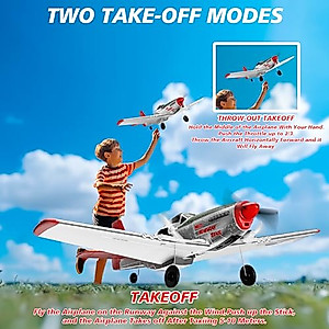 28℃ Remote Control Airplanes, 2.4Ghz 2CH RC Plane Toy Gift for Kids & Adults, P51 Mustang Remote Control Plane for Beginners with Gyro Stabilization System (RED)