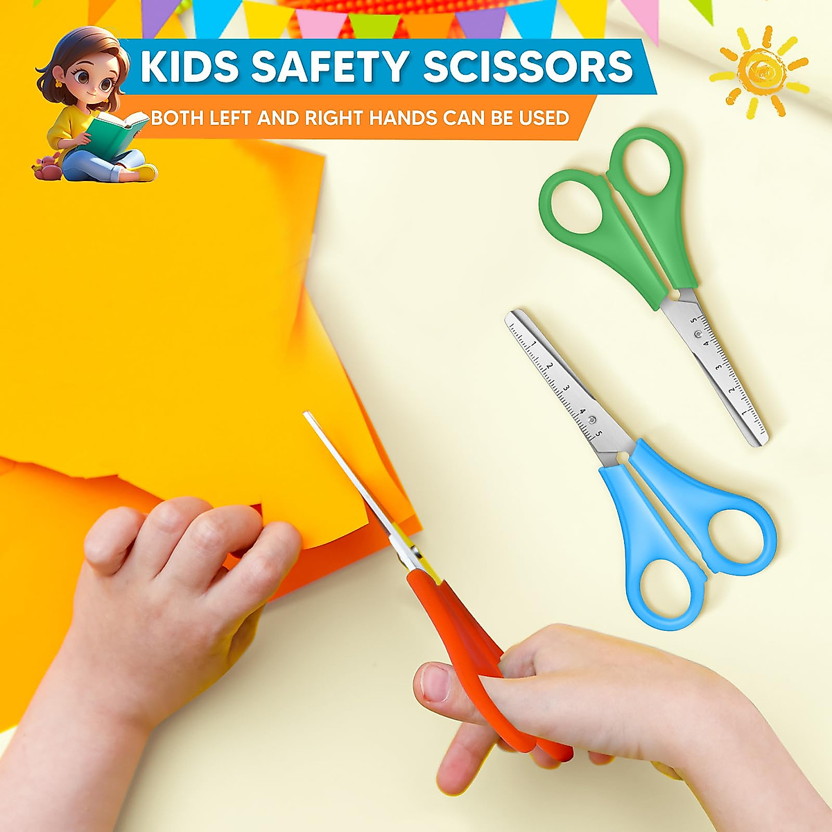 Kids Scissors Bulk of 12-Pack, Taotree 5" Kid Scissors for School Supplies, Kids Safety Scissors Art Craft Supplies, Small Scissors, Blunt Tip Scissor for Child Student Classroom Scrapbook Supplies