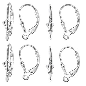 TOAOB 8pcs 925 Sterling Silver Leverback Earring Findings with Open Loop 10x17mm French Earring Hooks Dangle Ear Wire Clip Earring Connector for Jewelry Making