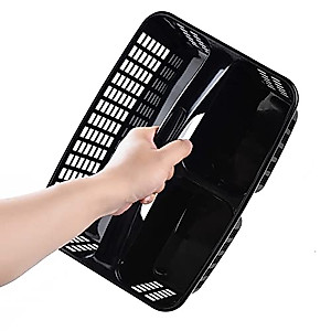 ALINK Plastic Shower Caddy Basket with Compartments, Portable Divided Cleaning Supply Storage Organizer with Handle for College Dorm Bathroom - Black