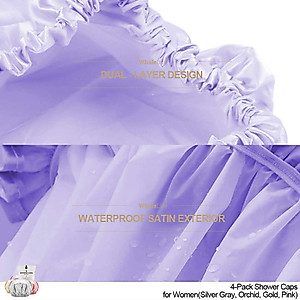 Bath Loofahs Sponge Natural4 Pack (Black) & Shower Cap 4pack (Gray Pink Yellow Purple) for Men and Women