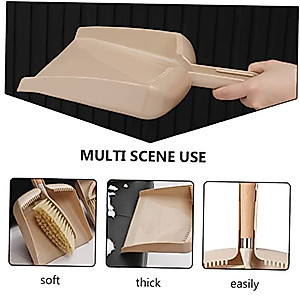 HOMOCONO 1 Set 2pcs Desktop Dustpan Cleaning Broom Small Cleaning Brush Tiny Broom Dustpan Kit Computer Cleaner Couch Cleaner Mini Brush Home Cleaning Accessory Pet Hair Broom Wooden Beige