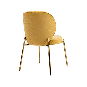 DAGONHIL Velvet Dining Chair,Upholstered Vanity Chairs with Golden Metal Leg,Set of 4(Yellow)