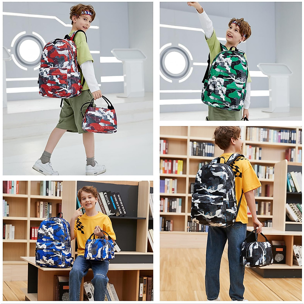 Lmwzh Backpack For Boys Girls Elementary Waterproof teen School Bags Kids Bookbag Lightweight Camo Blue（2023 Model）