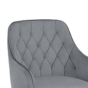 VANSPACE Velvet Desk Chair Vanity Chair for Makeup with Wheels and Back Home Office Chair Adjustable Rolling Swivel Chair for Bedroom Vanity Room Grey
