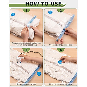 Vacuum Storage Bags (6 Jumbo Pack) Space Saver Bags with 1 Electric Air Pump Vacuum Seal Bags Compression Bags for Clothes Blanket Duvets Pillows Comforters Travel Moving