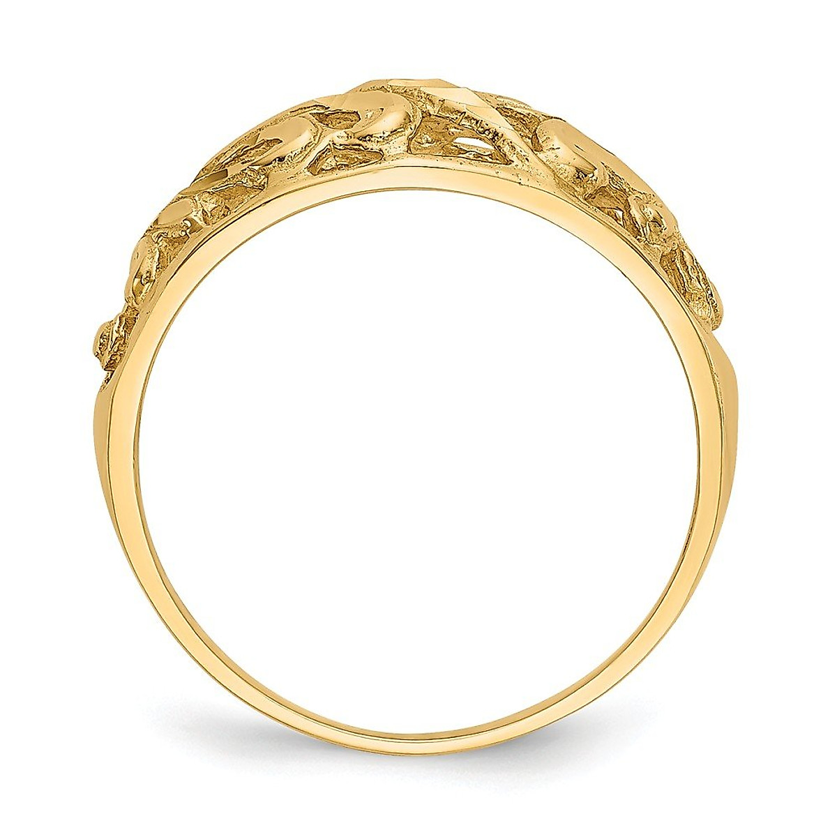 Size - 7.25 - Solid 14k Yellow Gold Paisley Diamond Cut Design Dome Fashion Ring (2 to 10 mm)