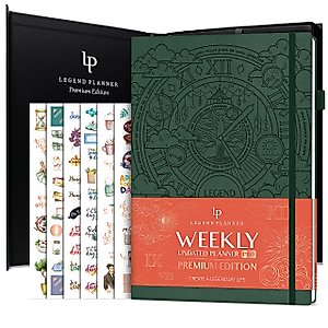 Legend Planner PRO Premium – Large Undated Weekly, Monthly & Budget Planner with Habit Tracker – Life Organizer for Time & Task Management, Goal Setting & Productivity – A4 size (Forest Green)